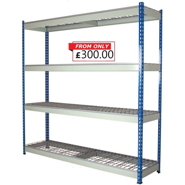 Heavy Duty Rivet Shelving with Wire Mesh Decking